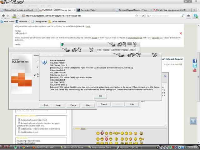 Help ! I can't connect my ODBC to my SQL Server | RaGEZONE - MMO Development Forums